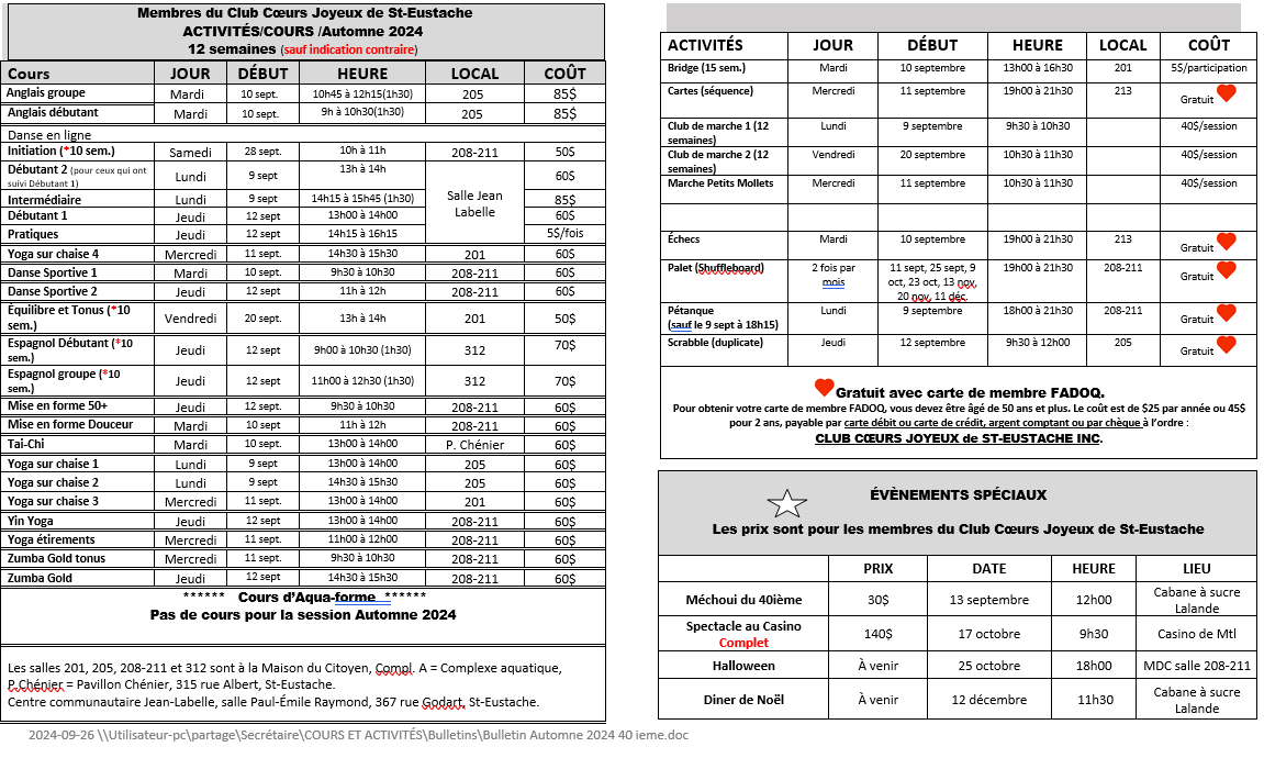 G045 - Club Cœurs Joyeux de Saint-Eustache - FADOQ - La FADOQ est le ...