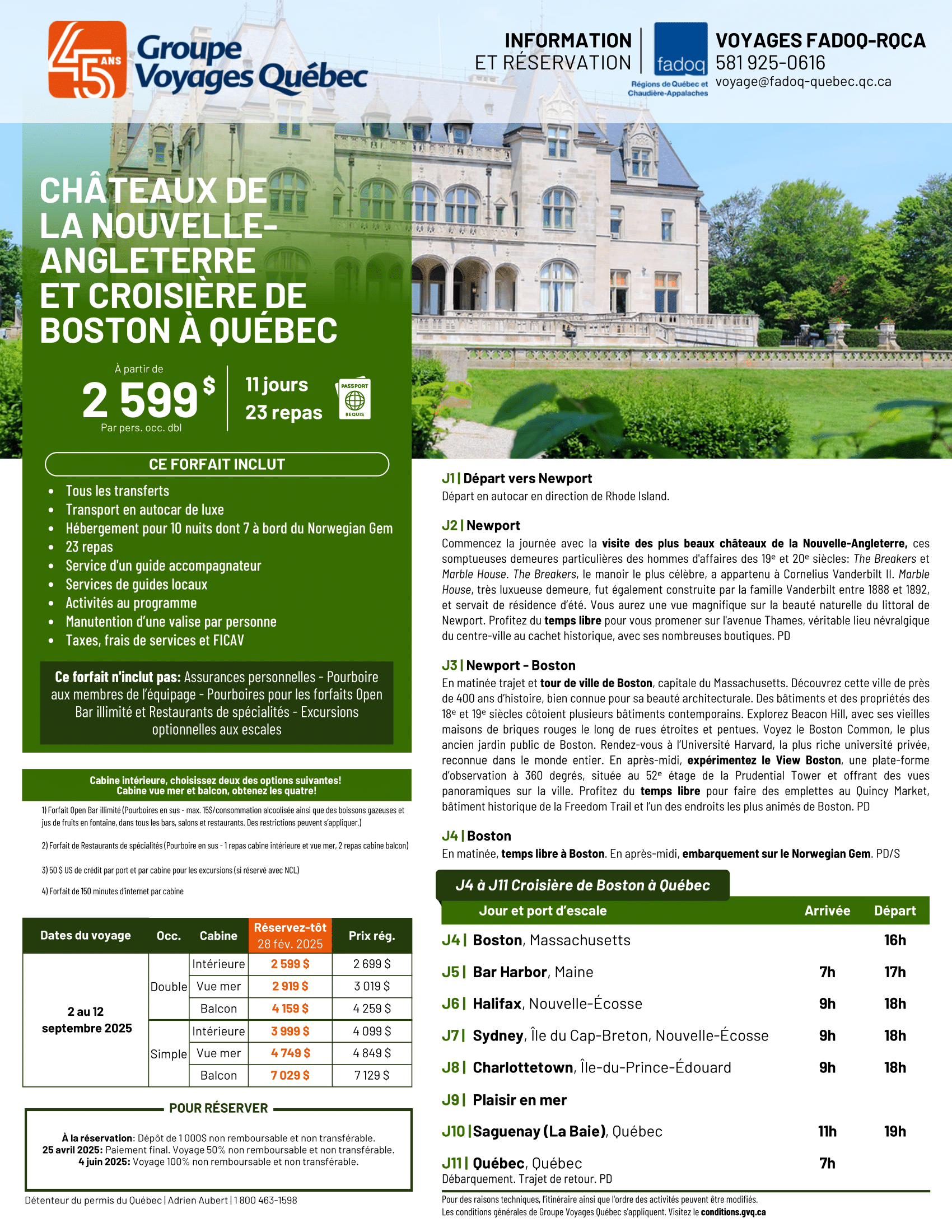 CHÂTEAUX DE LA NOUVELLE-ANGLETERRE ET CROISIÈRE DE BOSTON À QUÉBEC ...